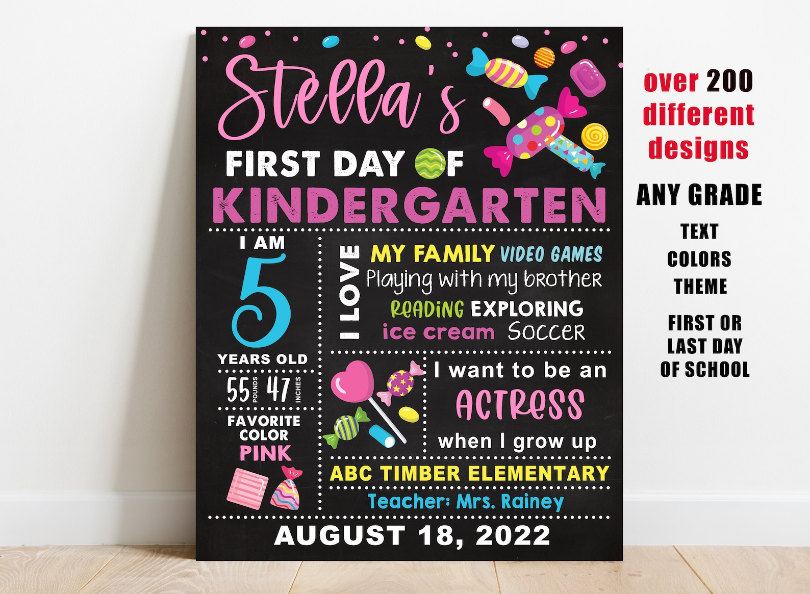Girl First Day of School Sign Printable Back to School - Etsy
