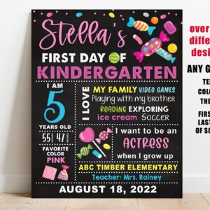 Girl First Day of School Sign Printable, Back to School Chalkboard, Pre ...