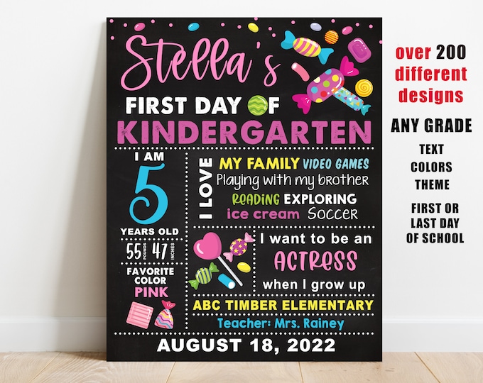 Girl First Day of School Sign Printable Back to School - Etsy