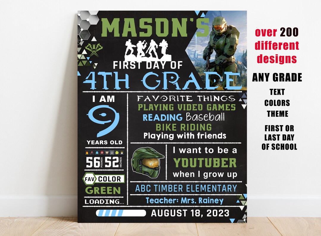Video Game First or Last Day of School Sign Printable, Gamer Back to ...