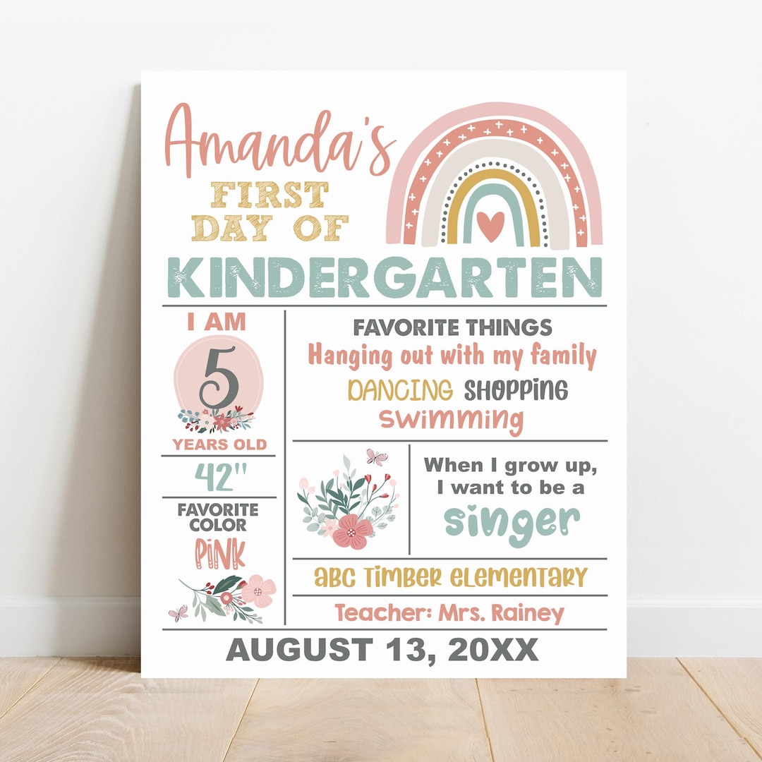 EDITABLE Boho Rainbow First or Last Day of School Sign, Photo Prop, Any ...