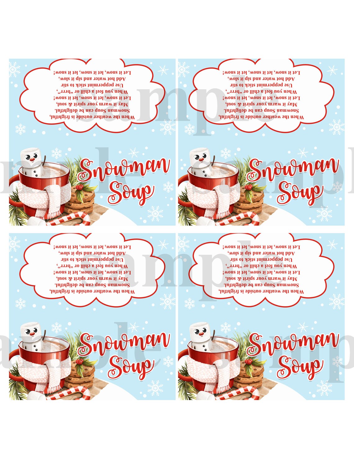Snowman Soup Treat Bag Topper Printable Winter Birthday Party - Etsy