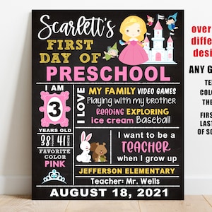 Princess First Day of School Sign Printable, Girl Back to School ...