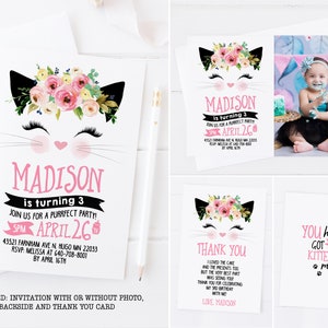 Make a Collar for Your Kitten Printable Sign, Floral Cat Birthday Party ...