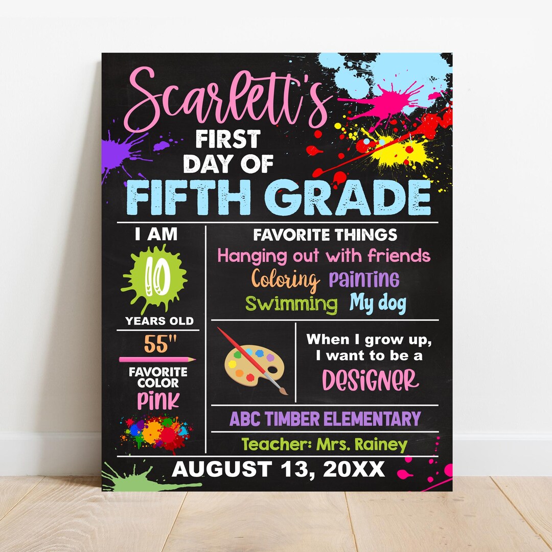 EDITABLE Paint Splatter First or Last Day of School Sign, Any Grade ...