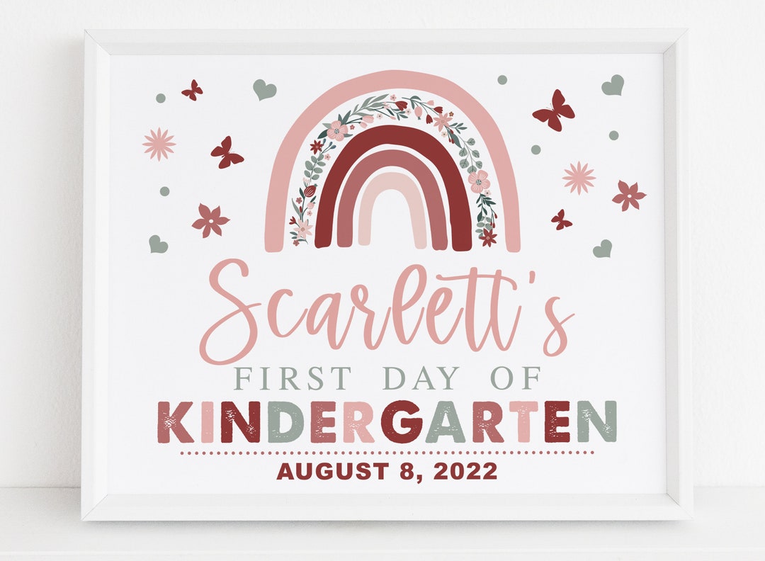 Boho Rainbow First Day of School Sign, Girl Back to School Printable ...