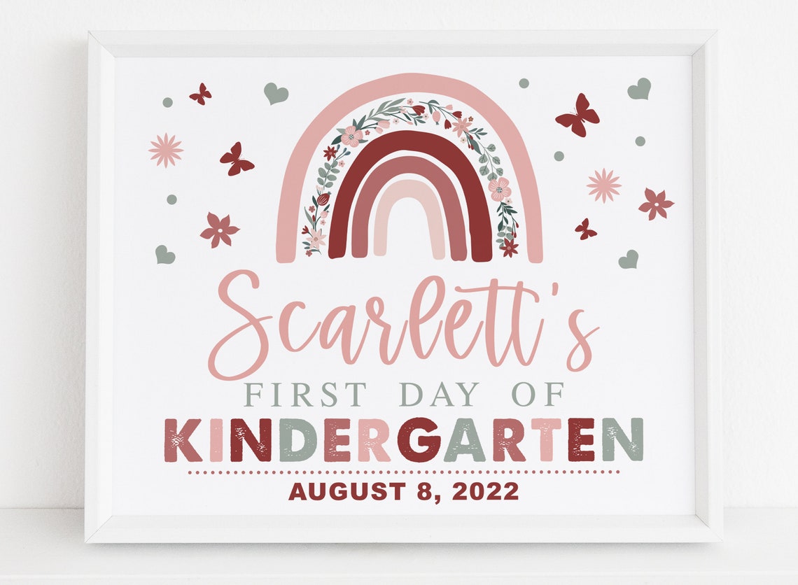 Boho Rainbow First Day of School Sign Girl Back to School - Etsy