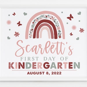 Boho Rainbow First Day of School Sign Girl Back to School - Etsy