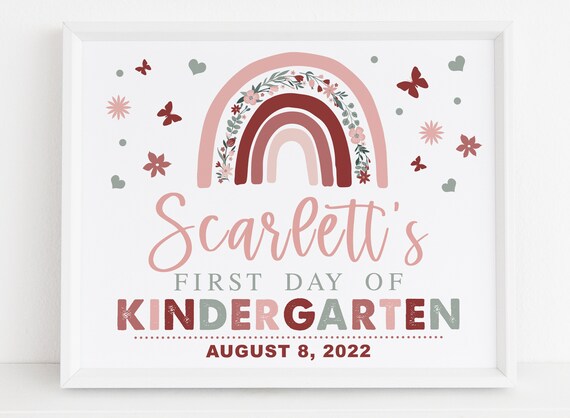 Boho Rainbow First Day of School Sign Girl Back to School - Etsy