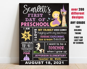 Rainbow First Day of School Sign Printable Girl Back to - Etsy