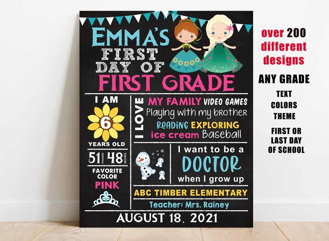 Princess First Day of School Printable Sign, Girl Back to School ...