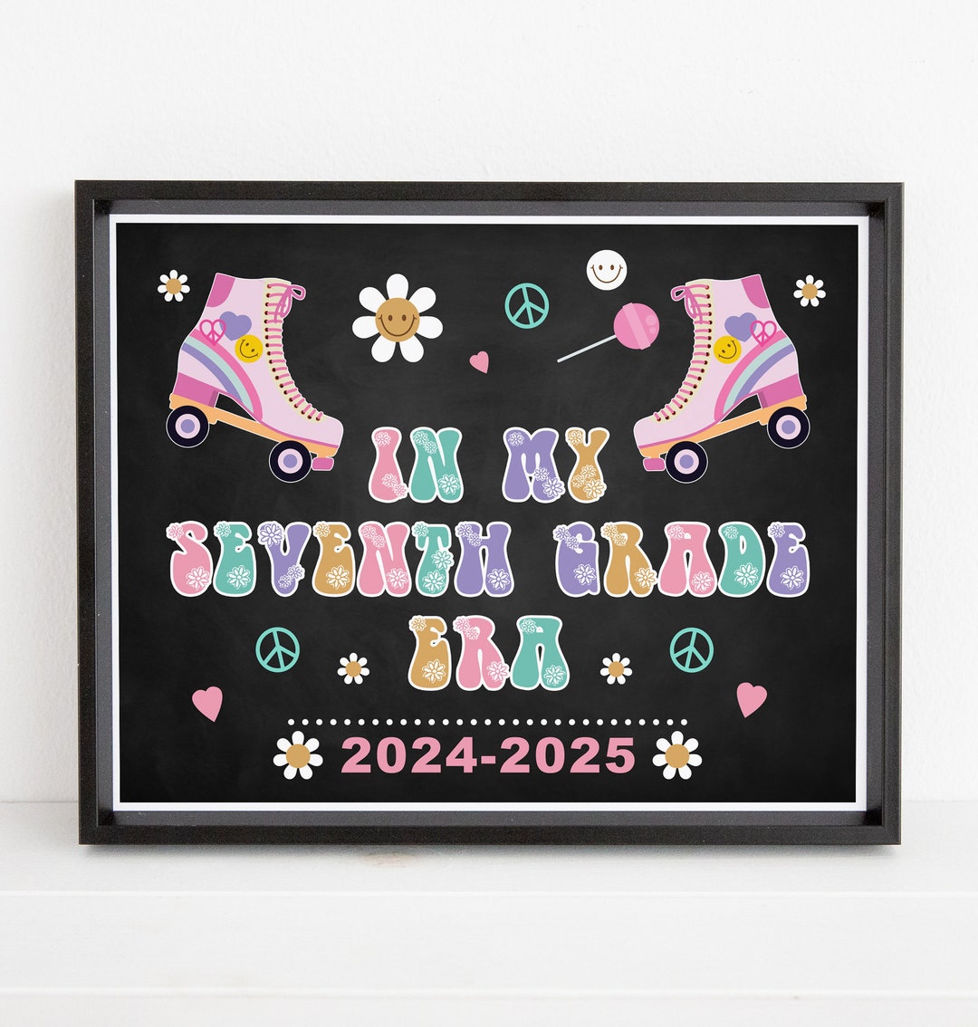 First Day of 7th Grade Sign Printable Retro Back to School Chalkboard ...