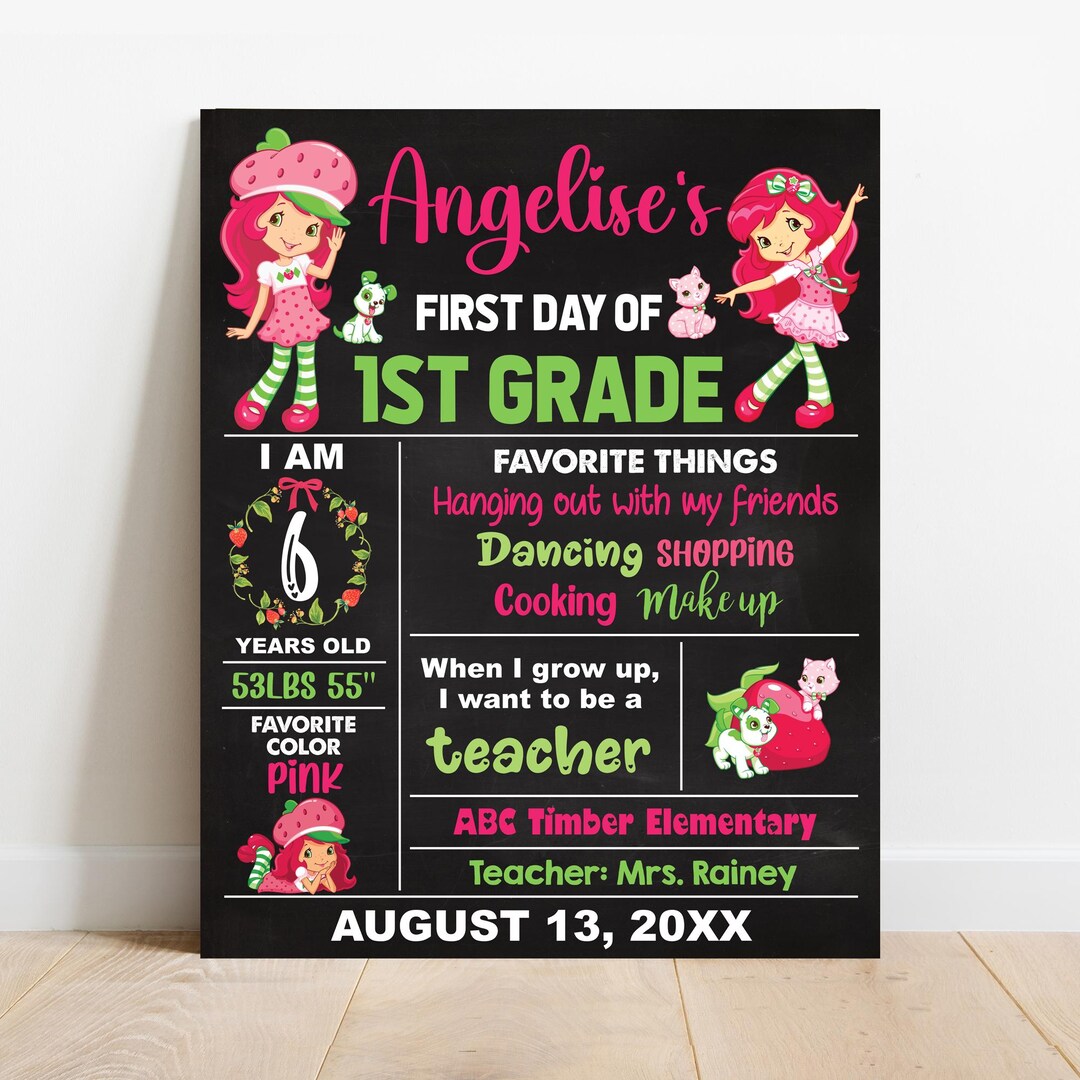 EDITABLE Any Grade Girl First or Last Day of Chalkboard School Sign ...