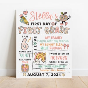 Groovy First or Last Day of School Sign Printable, Retro Back to School ...