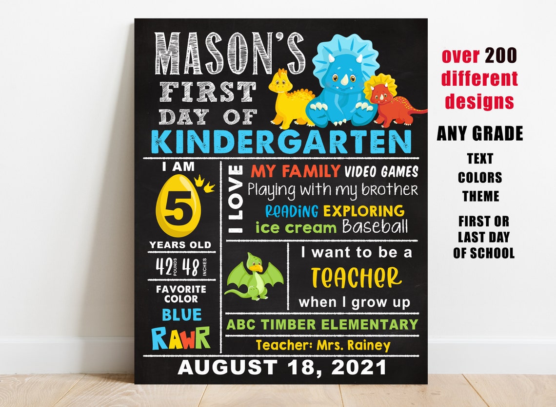 Dinosaur First Day of School Sign Printable Boy Back to - Etsy