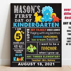 Dinosaur First Day of School Sign Printable, Boy Back to School ...
