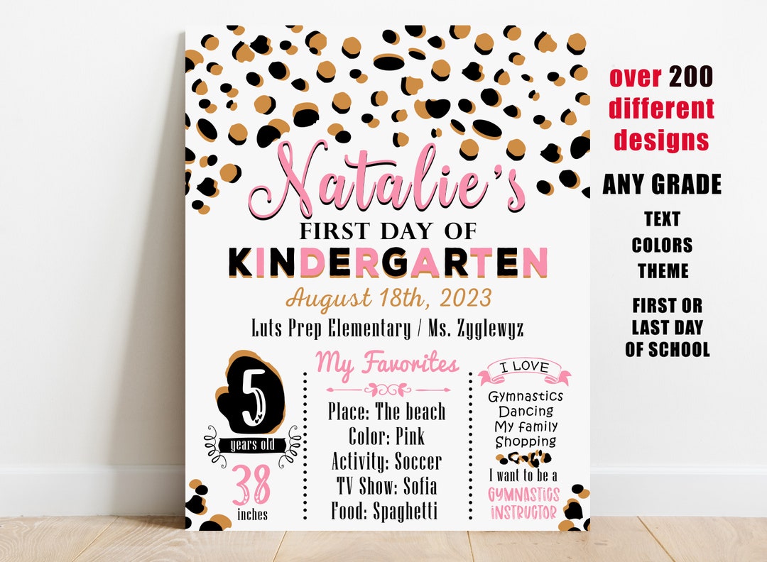 Cheetah Print First Day of School Sign Printable, Girl Back to School ...