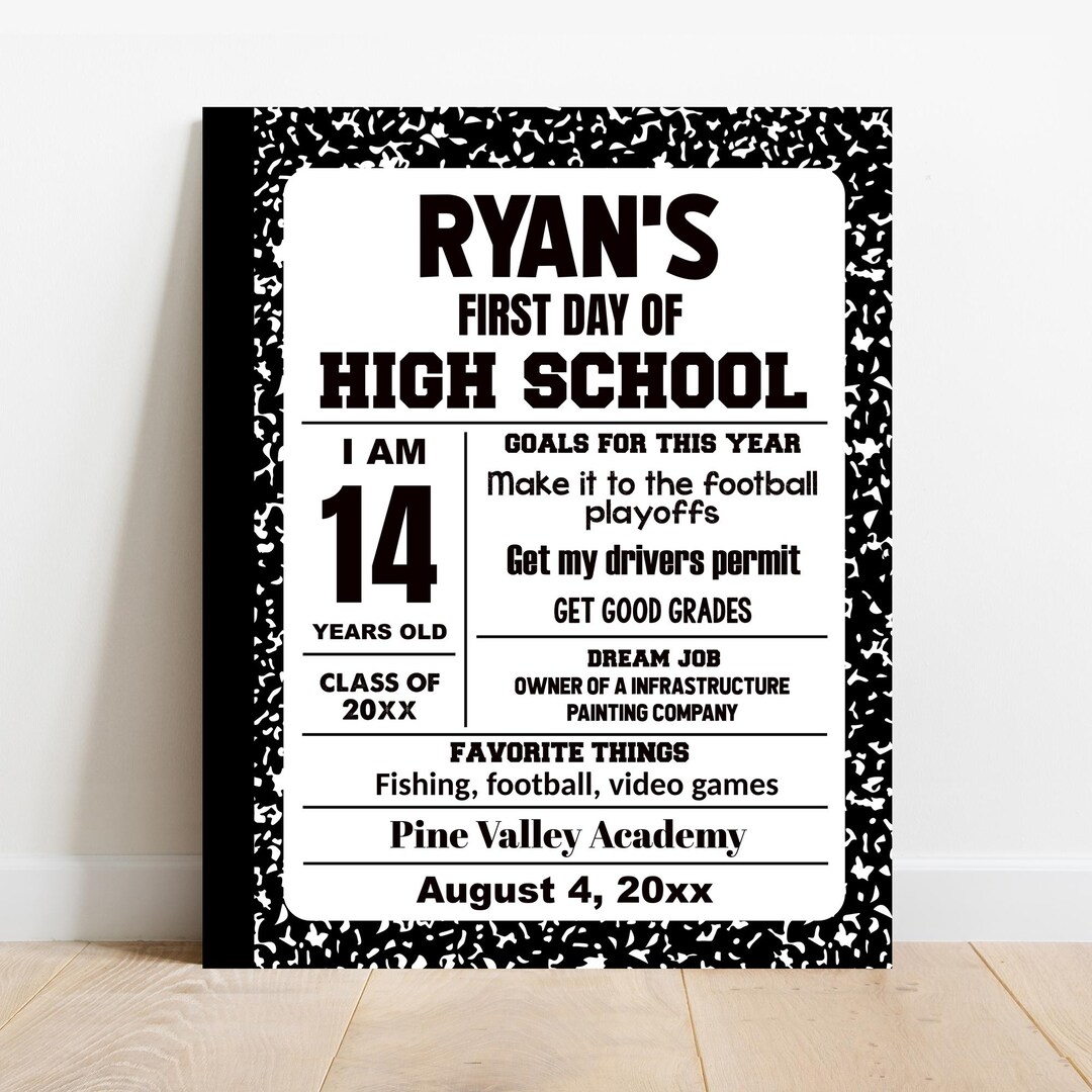 EDITABLE Composition Notebook First Day of School Sign, Boy Any Grade ...