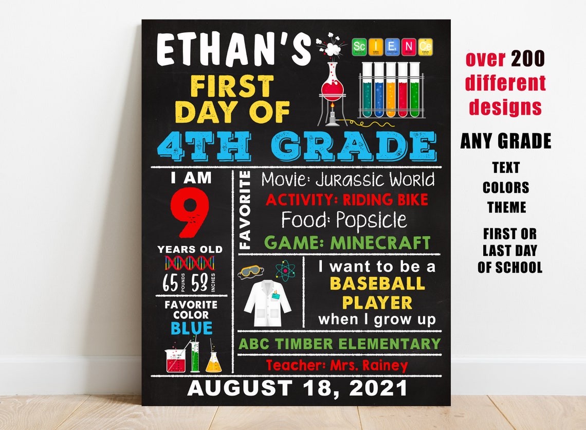 Science First Day of School Sign Printable Boy Back to School | Etsy