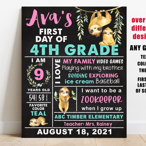 Sunflowers First Day of School Sign Printable Girl Back to - Etsy