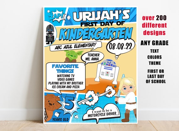 Comic Book First Day of School Sign Printable Back to School - Etsy