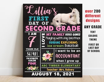 Unicorn Back to School Sign Kindergarten Chalkboard Unicorn - Etsy