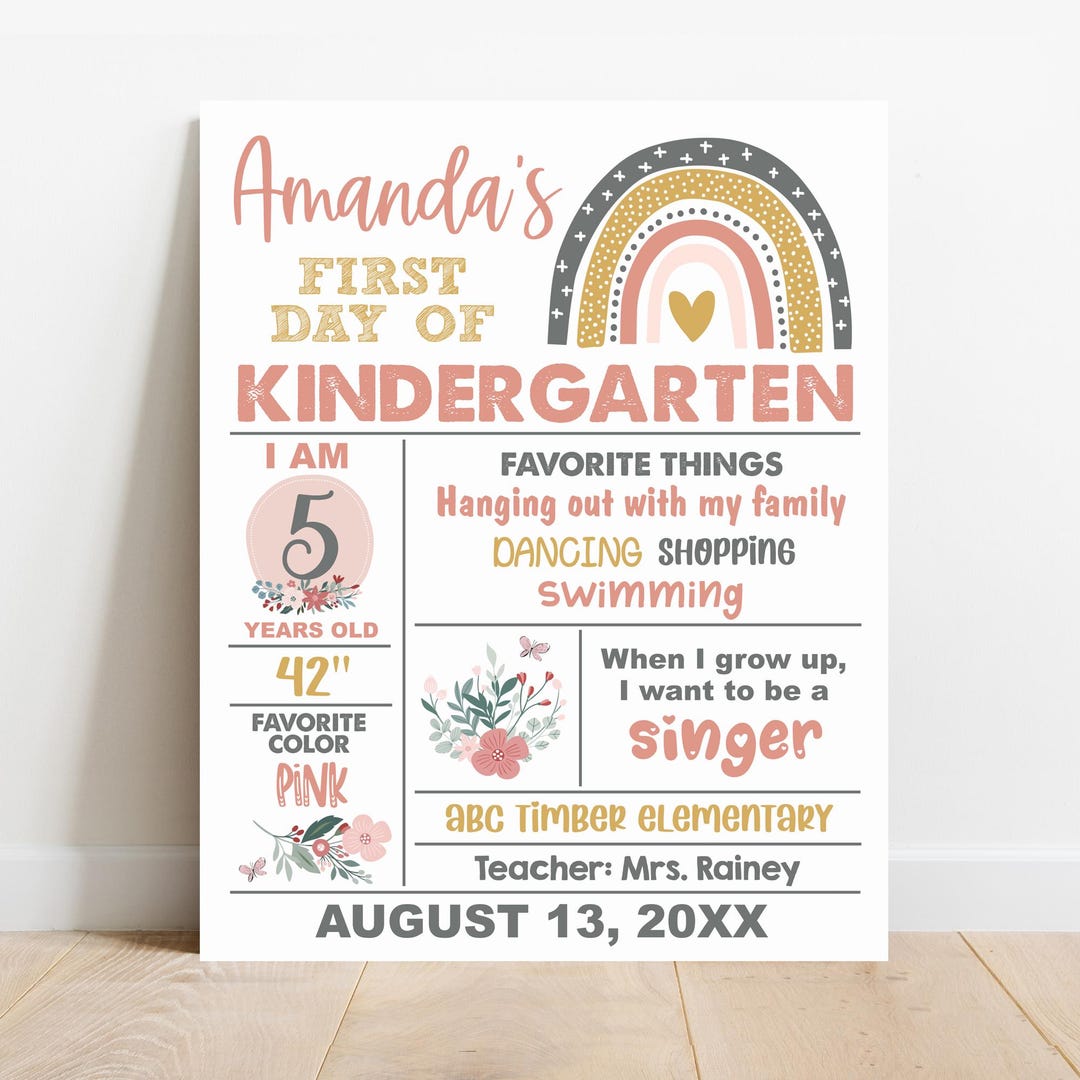 EDITABLE Boho Rainbow First or Last Day of School Sign, Photo Prop, Any ...