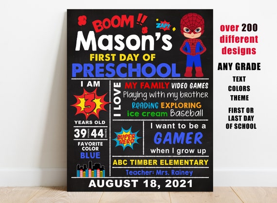 Superhero First Day of School Sign Printable Back to School - Etsy