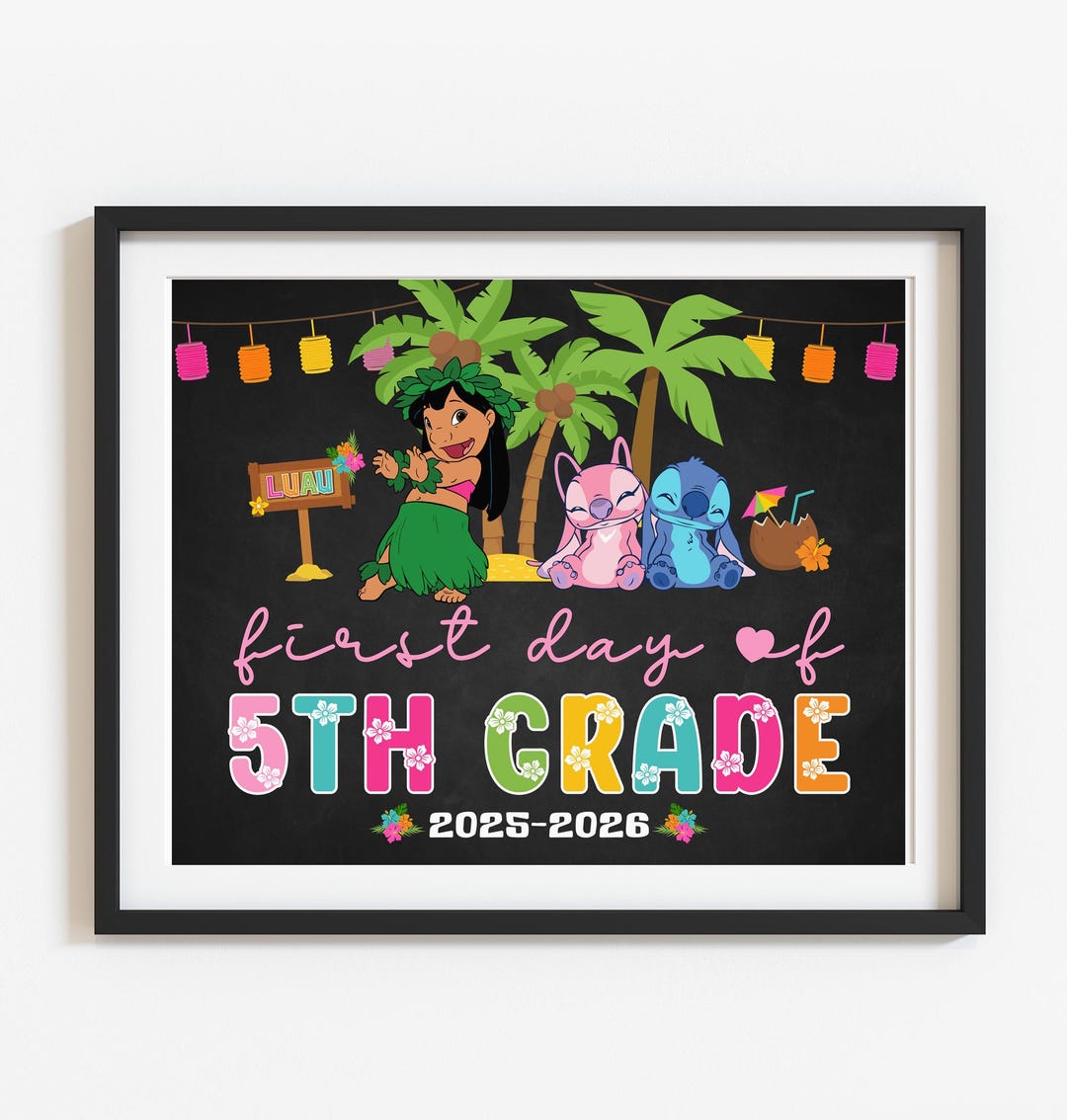 First Day of 5th Grade Printable Sign, Girl Chalkboard Back to School ...