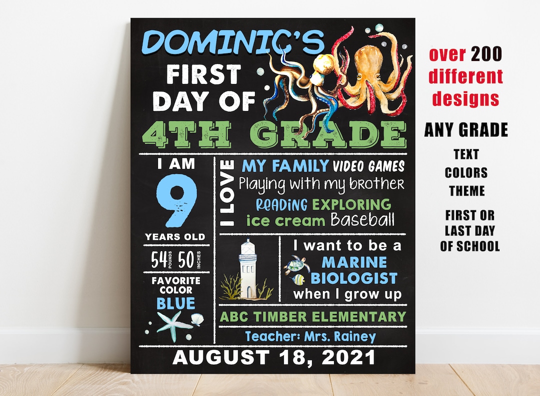 Octopus First Day of School Sign Printable, Boy Back to School ...