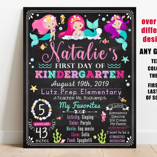 Mermaid First Day of School Printable Sign Girl Back to - Etsy