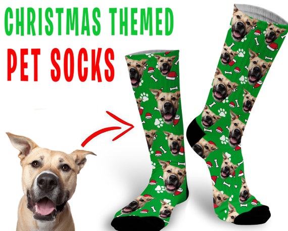 Christmas Themed Custom Pet Socks Printed With Your Dog or - Etsy UK