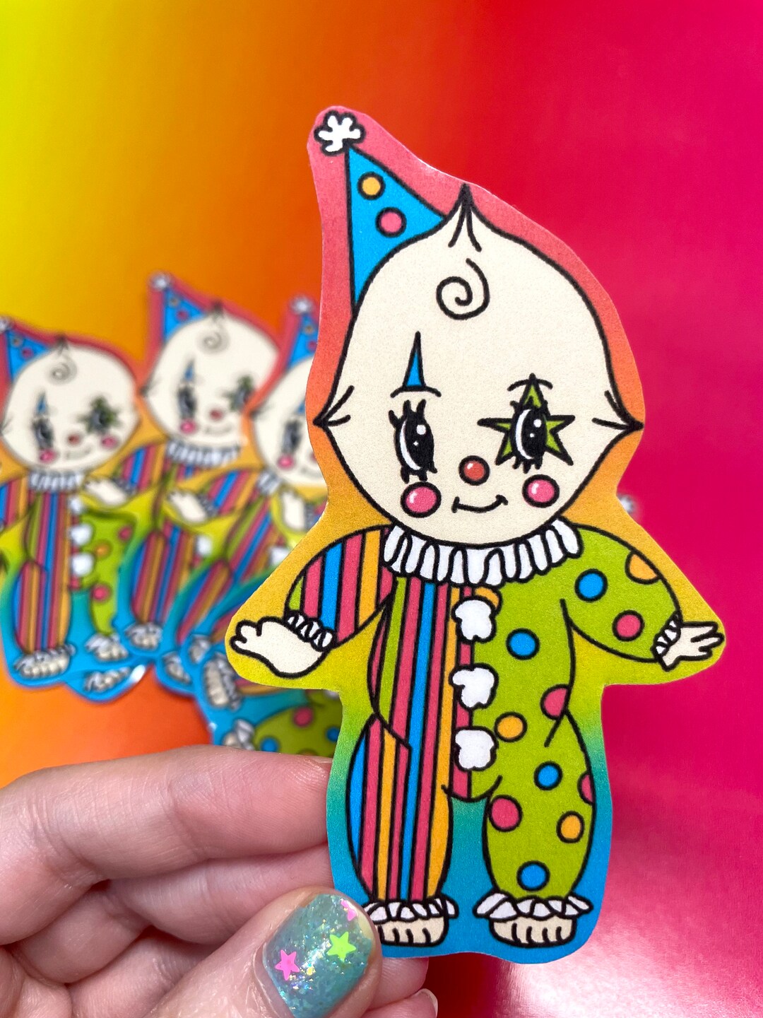 Kewpie Clown Stickers Cute Colorful Rainbow Journaling Decorating ...