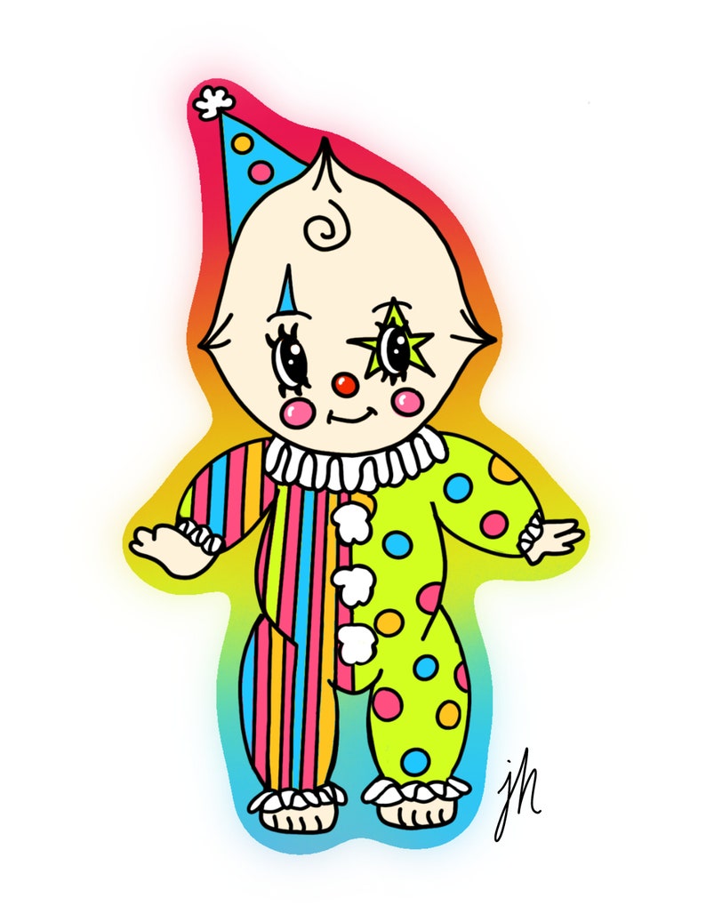 Kewpie Clown Stickers Cute Colorful Rainbow Journaling Decorating ...