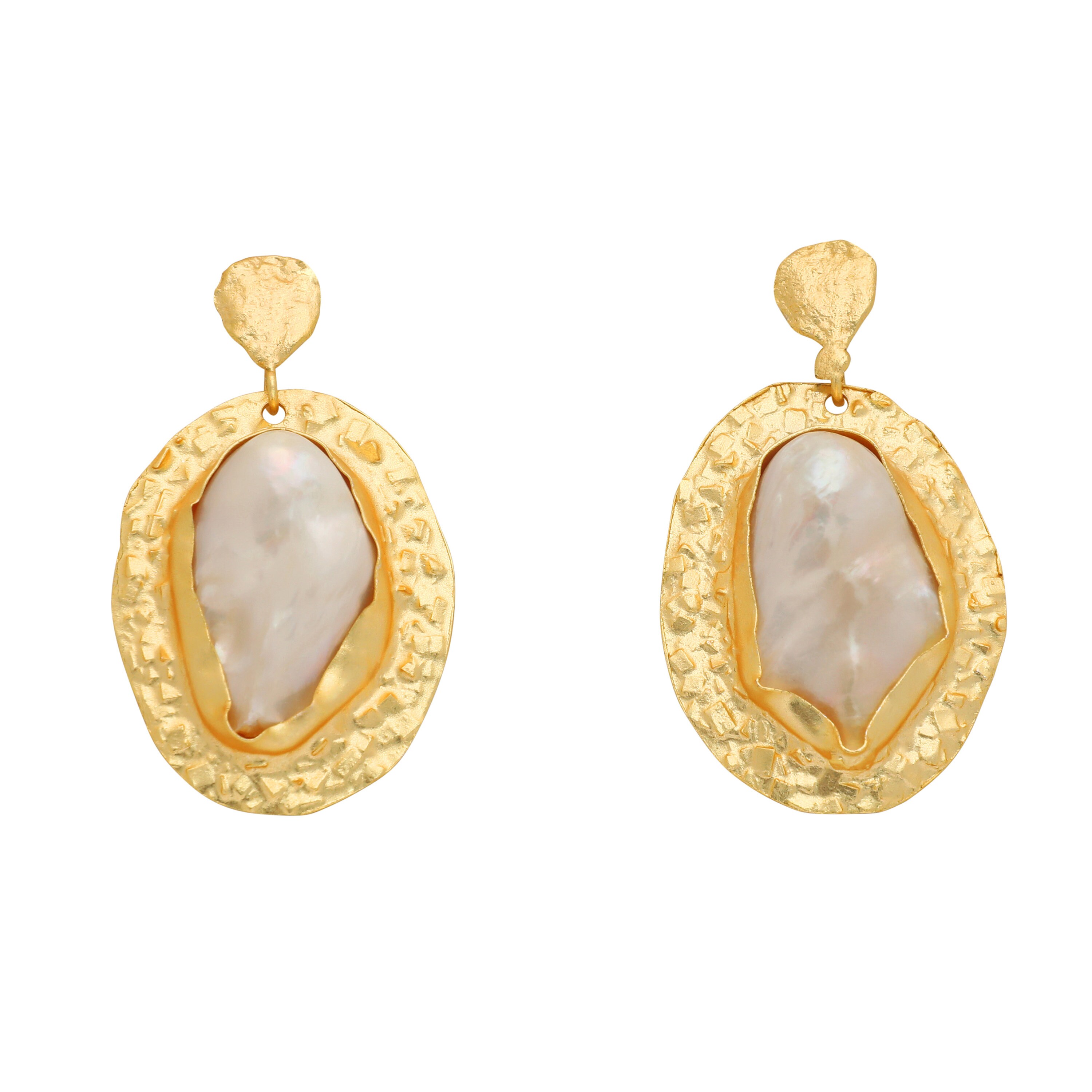 Gorgeous Hand Beaten Gold Top 18k Gold Plated Earrings With - Etsy