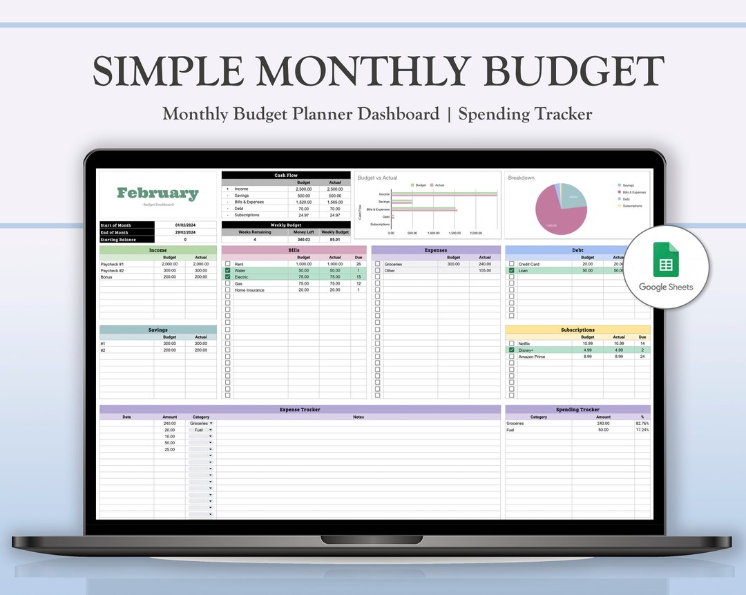Budget Planner - Google Sheets - Monthly Debt / Expense / Debt Tracker ...