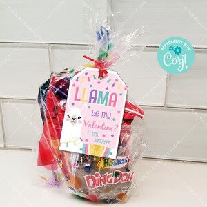 Editable Printable Llama Valentine's Day Tags Template, Kids Valentines ...