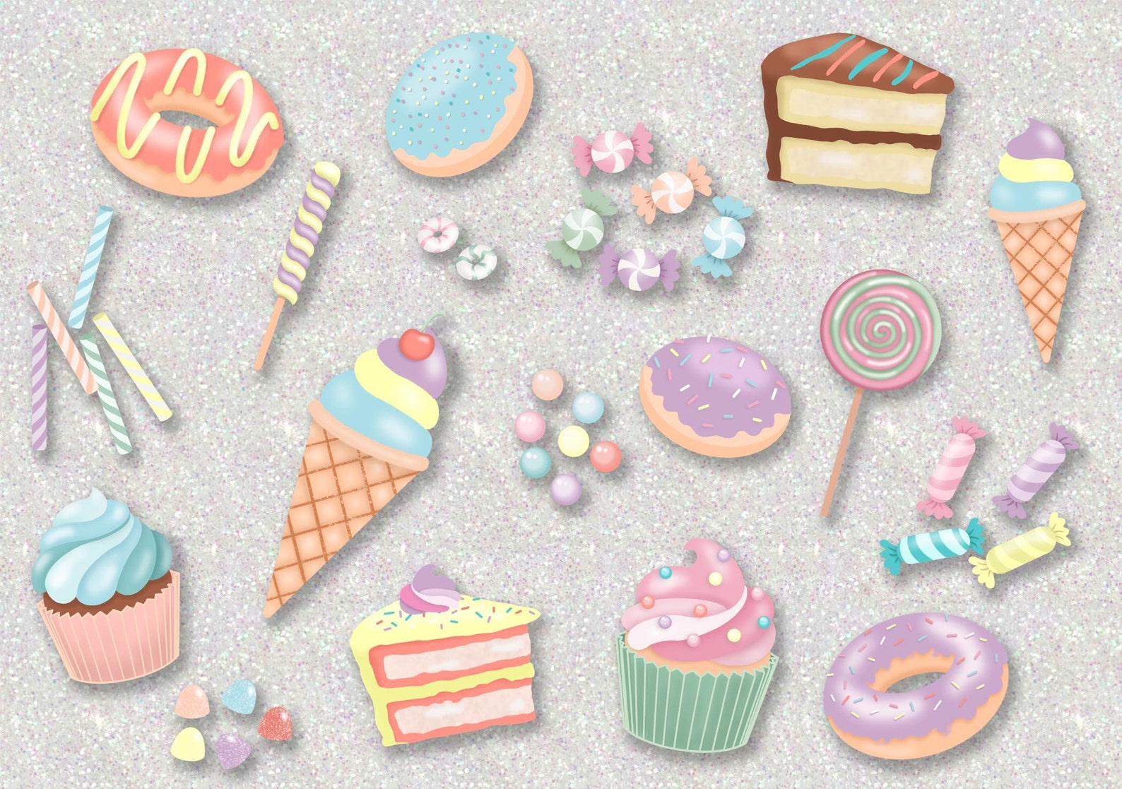 Sweets Clipart, Candyland Clipart, Candy, Cake, Cupcake, Ice Cream ...
