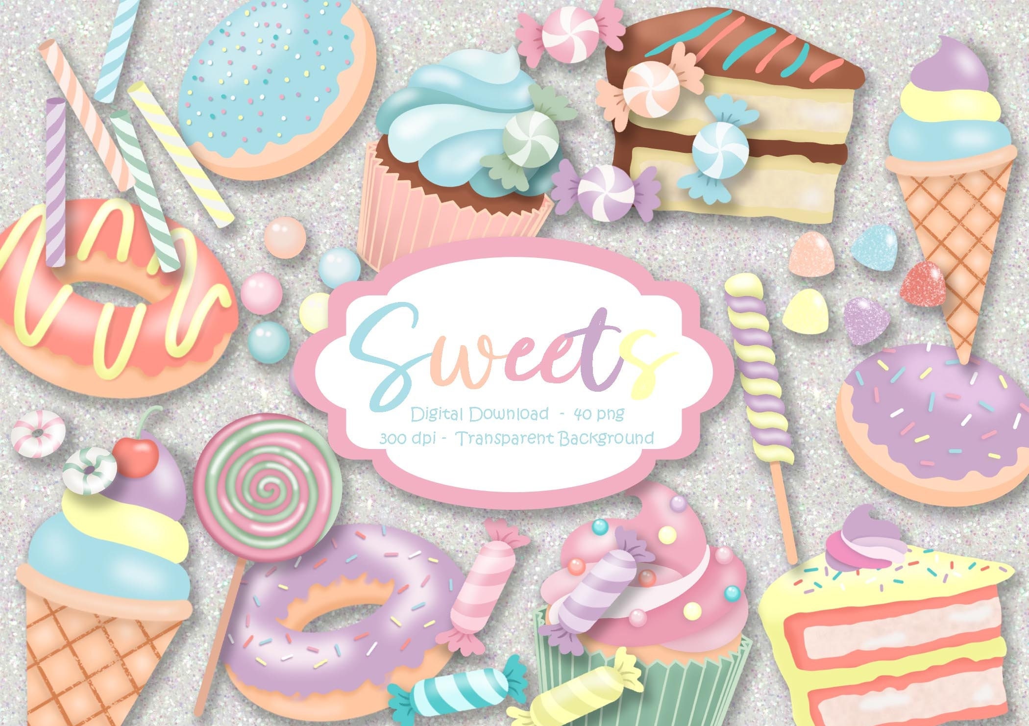 Sweets Clipart, Candyland Clipart, Candy, Cake, Cupcake, Ice Cream ...
