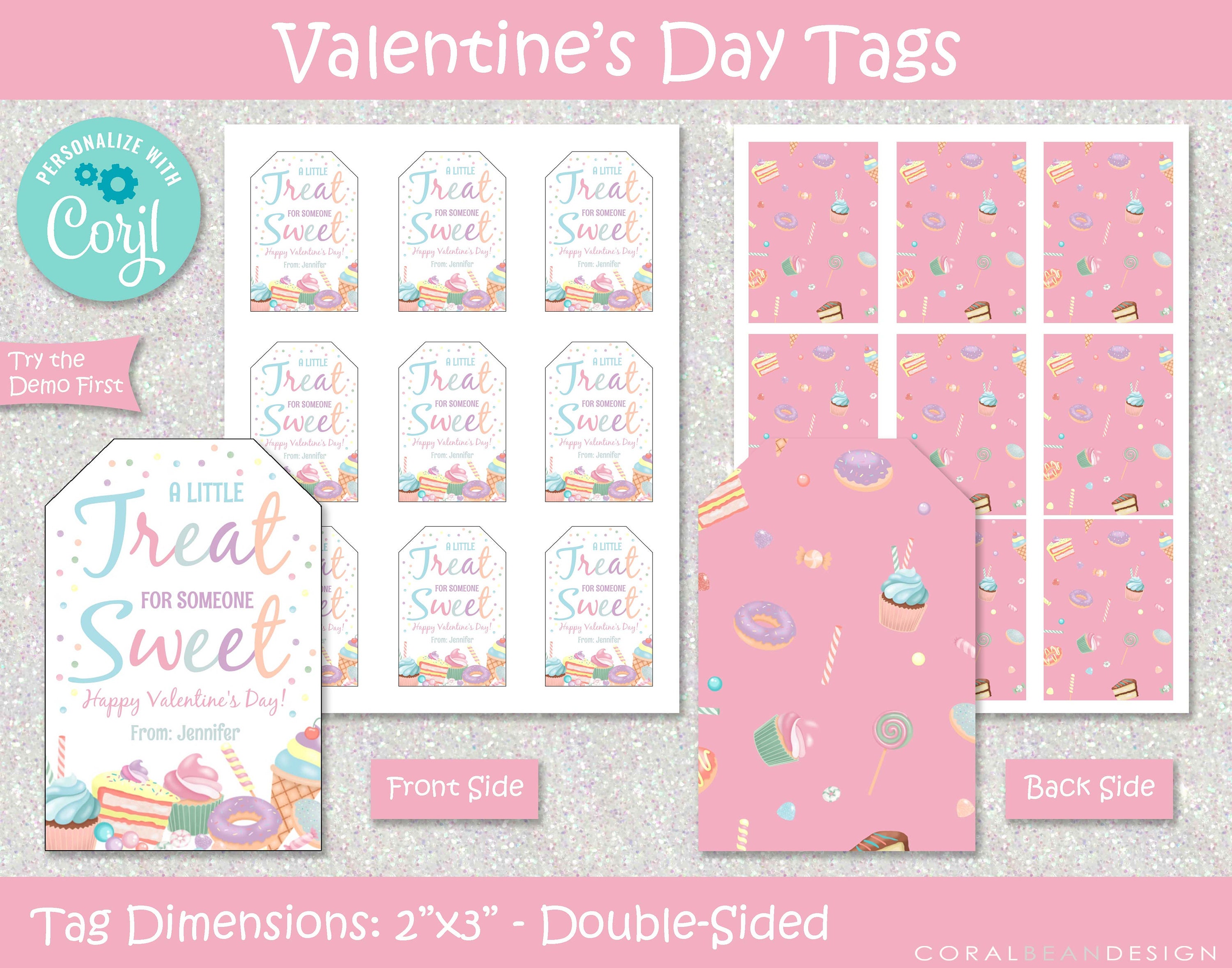 Editable Printable Sweets Valentine's Day Tags Template, Kids ...