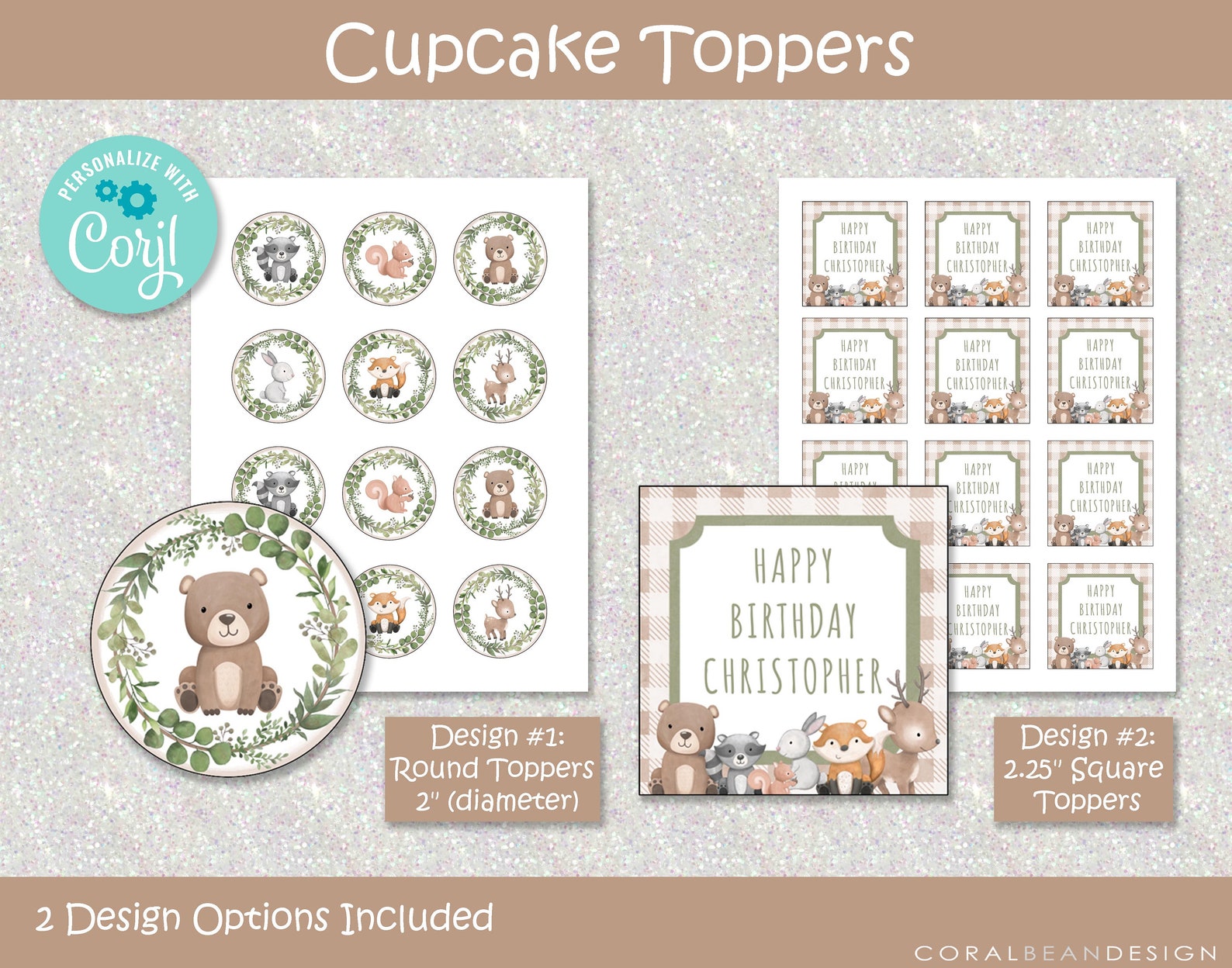 Woodland Animal Editable Printable Birthday Party Decorations Package ...