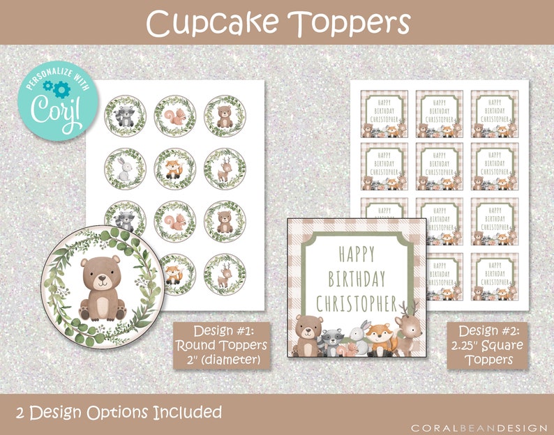 Woodland Animal Editable Printable Birthday Party Decorations Package ...