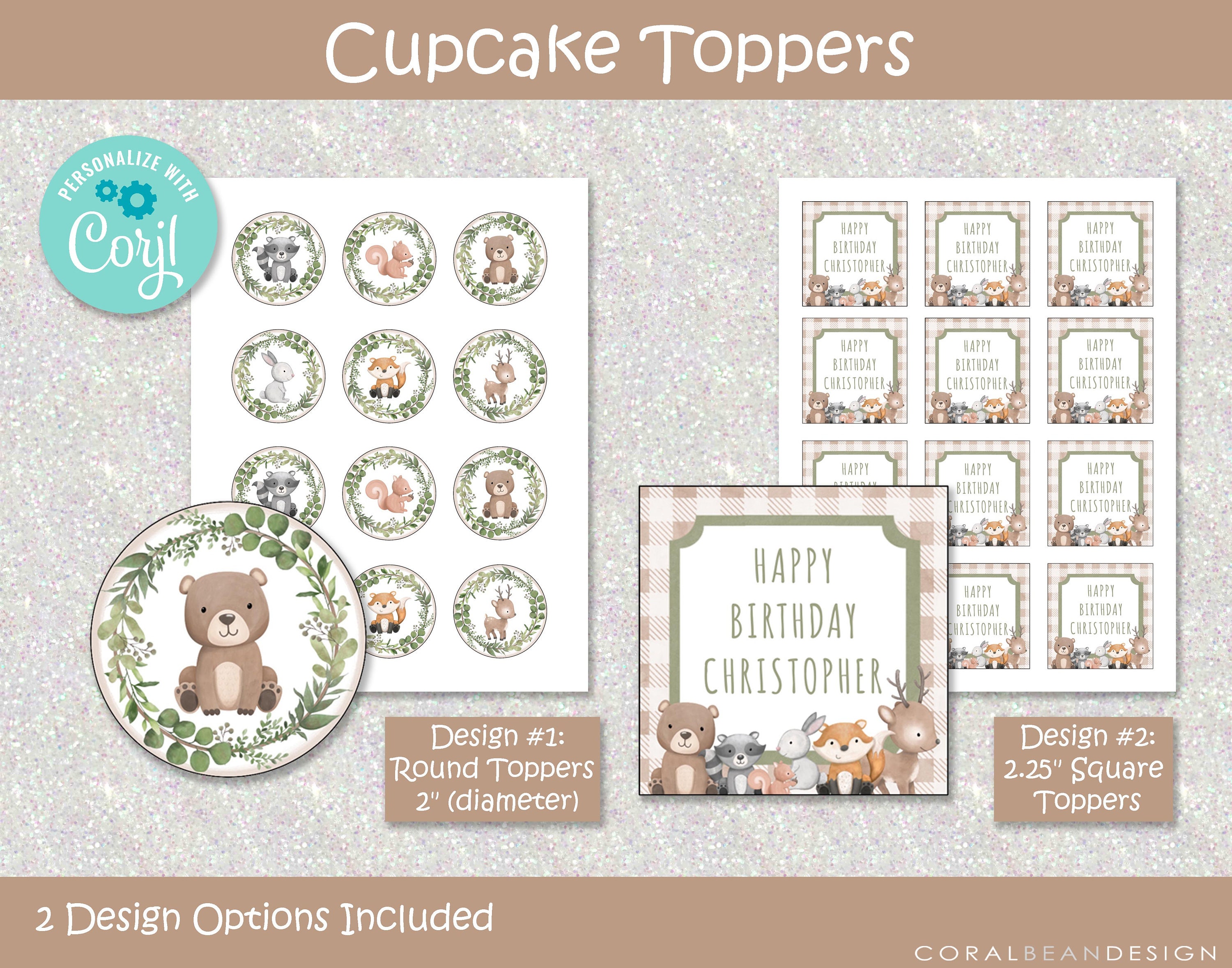 Woodland Animal Editable Printable Birthday Party Decorations Package ...