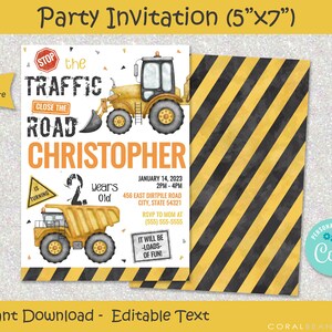 Editable Printable Construction Birthday Party Invitation - Etsy