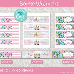 Unicorn Editable Printable Birthday Party Decoration Package, Glitter ...