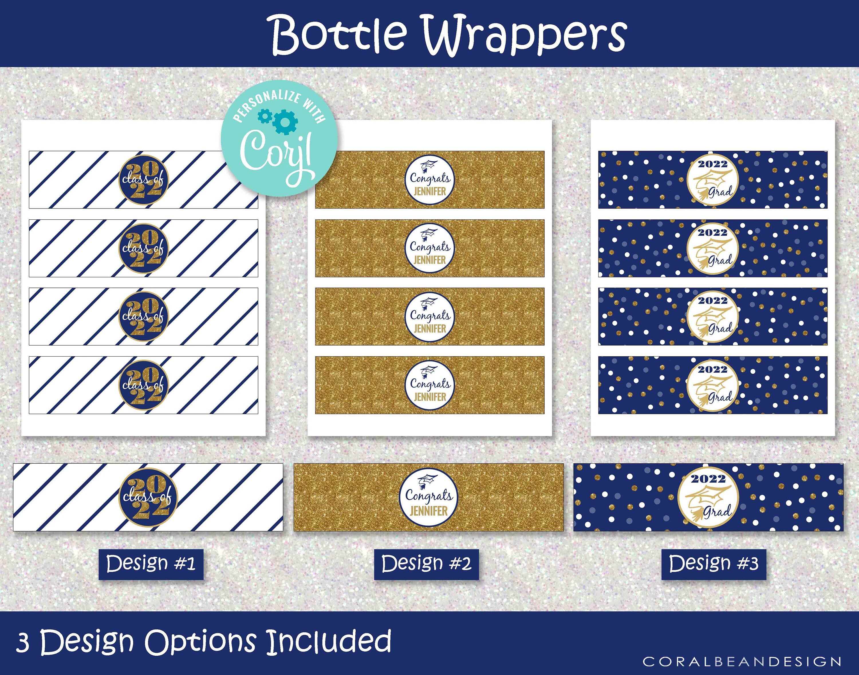 Blue and Gold Editable Printable Graduation Party Decoration Package ...