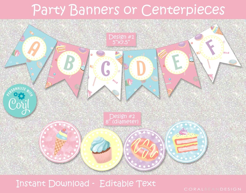 Sweets Editable Printable Birthday Party Banners, Candyland, Party ...