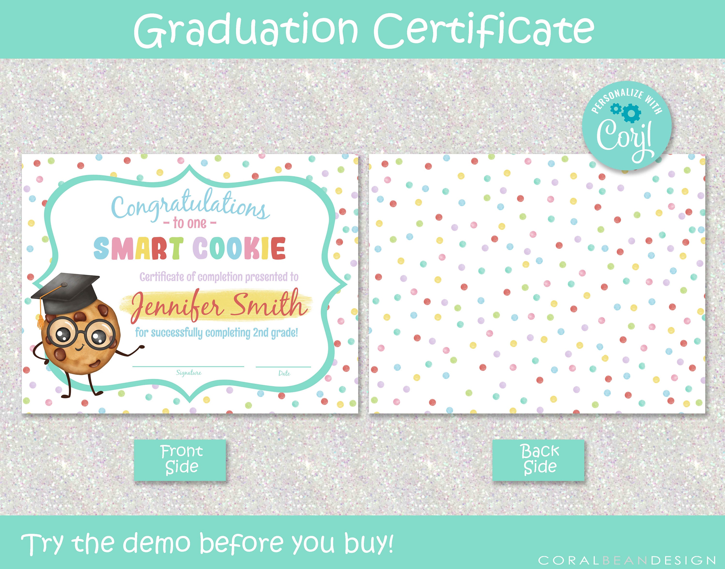 Editable Smart Cookie Graduation Certificate Template, Preschool ...