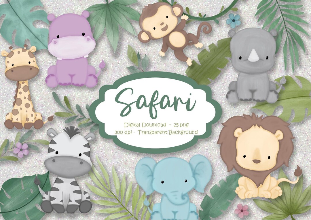 Safari Animal Clipart, Jungle Animal Clipart, Precropped, Png ...