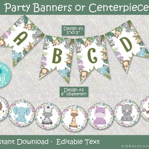 Wild One Animal Editable Printable Birthday Party Decorations - Etsy